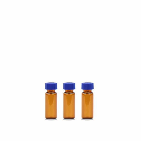 Kit Vial Ambar 2 mL com Tampa Rosca 9 mm e Septo em PTFE/Silicone Sem ...