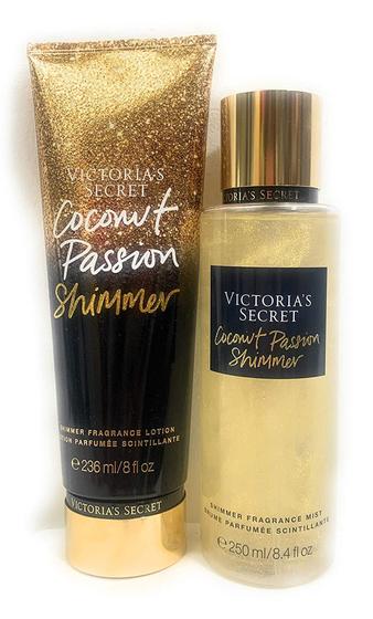 Kit Victorias Secret Creme Body Splash Coconut Passion Shimmer