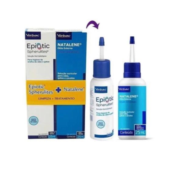 Kit Virbac Epiotic + Natalene 25ml Limpeza e Tratamento Otológico ...