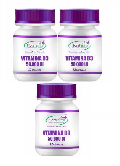 Kit Vitamina D3 50.000Ui 12 Cápsulas - 3 Unidades - Florafarma ...