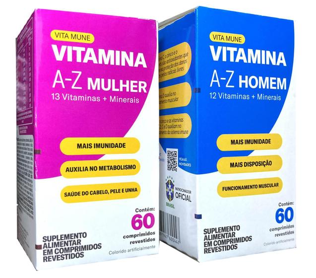 Kit Vitamune A-Z Homem E Mulher Vitamina C D Complexo B - Cimed ...