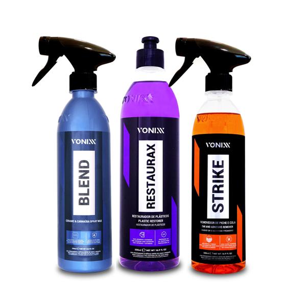 Kit Vonixx Cera Blend Spray Restaurax Restaurador De Plásticos Strike ...