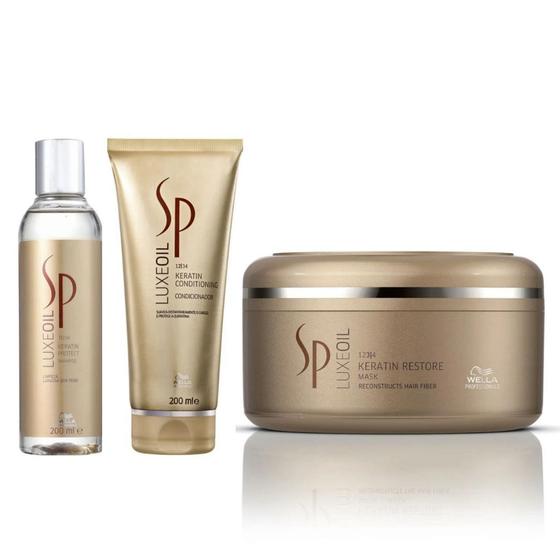 Kit Wella Luxe Oil Shampoo 200Ml , Condicionador 200Ml e Máscara 150Ml ...