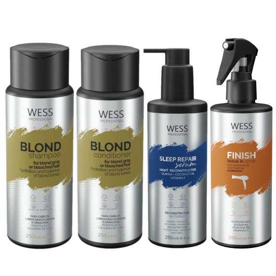 Kit Wess Blond SH 250ml+Cond 250ml+Sleep 250ml+Finish 250ml - WESS PROFESSIONAL - Kit de ...