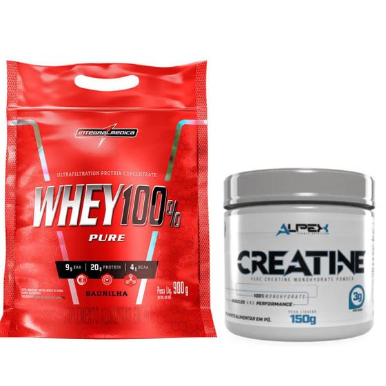 Kit Whey 100% 900g Integralmédica + Creatina 100% 150g Alpex - Whey Protein - Magazine Luiza