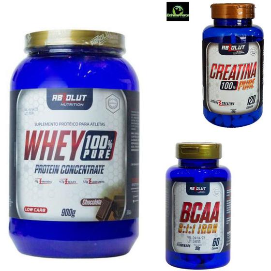 Kit Whey Concentrado Bcaa E Creatina Absolut Nutrition Kit De