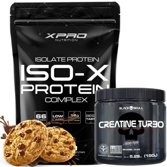 Kit Whey Islado Iso-x Refil 900g + Creatina Turbo Black Skull 150g - Xpro Nutrition - Kit de ...