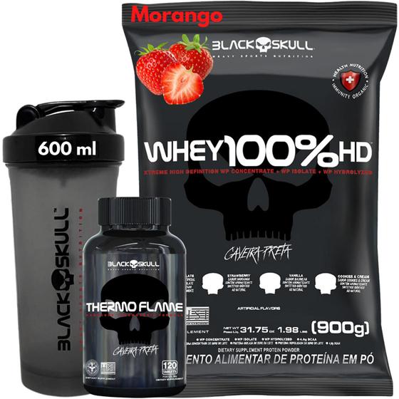 Kit Whey Protein 100% HD Pure 900g + Thermo Flame Termogênico 120 ...