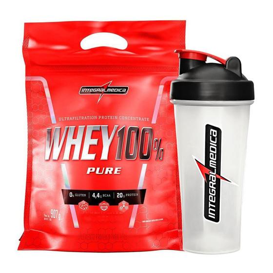 Kit Whey Protein 100 Pure Refil 907g Coqueteleira 800ml