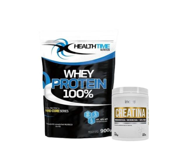 Kit Whey Protein 100 Refil Creatina Pura 300g Inove 900g Sabor