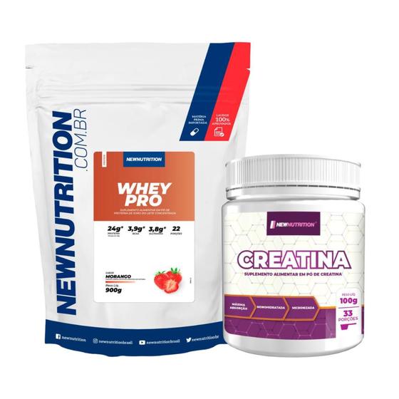Kit Whey Protein 900g + Creatina Pura Monohidratada 100g - New Nutrition - Kit de Suplementos ...