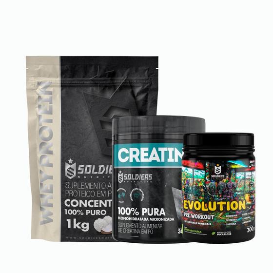Kit: Whey Protein Concentrado 1kg+Creatina Monohidratada Pote 300g ...