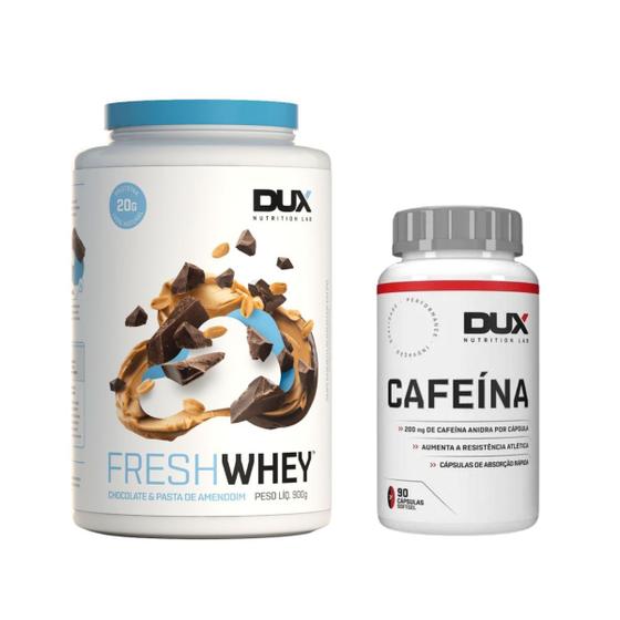Kit whey protein fresh whey 900g + cafeína 90 caps dux - DUX NUTRITION ...