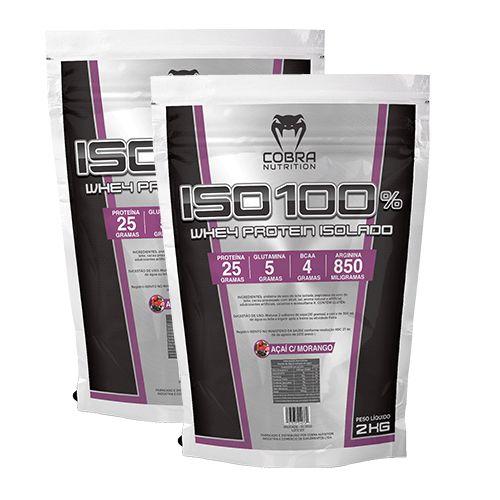Kit Whey Protein Isolado Iso 4 Kilos Morango com Açaí - Cobra Nutrition ...