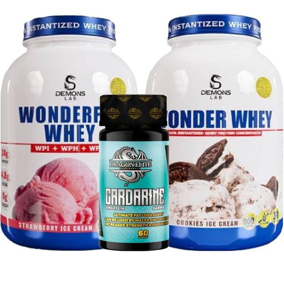 Kit wonder whey protein + wonderful whey protein demons + cardarin dragon elite - Demons Lab ...