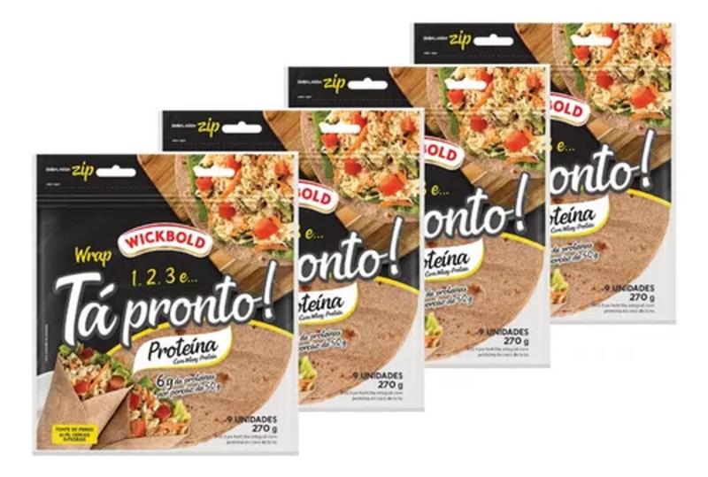 Kit Wrap Tortilha Integral 4 Pacotes Whey Protein Wickbold - Massa ...