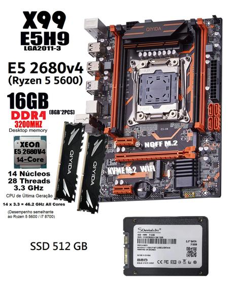 Kit Xeon X99 Gaming + Xeon E5 2680v4 14 Núcleos (Ryzen 5 5600) + 16GB ...