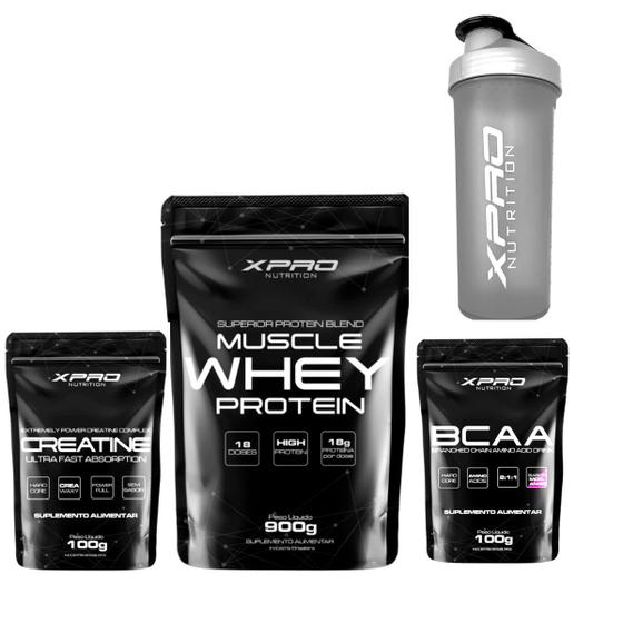 Kit Xpro Whey Protein Muscle Whey Sabor Chocolate com Creatina Bcaa e ...