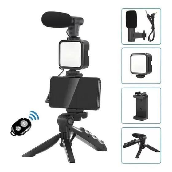 Kit Youtuber Celular Ou Camera Led Live Gravação Microfone E - Tripe ...