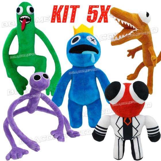 Kit5 Boneco Rainbow Friends Verde Azul Vermelho Laranja Roxo ...