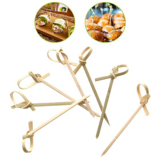 Knotted Stick Palito Espeto de Bambu Nozinho 9cm 50 unid - Natural ...