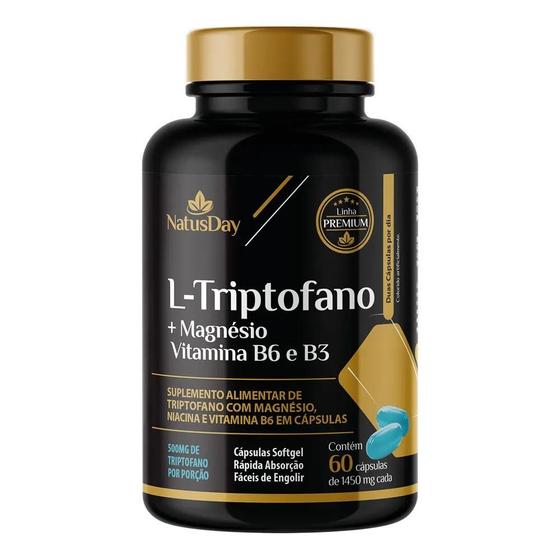 L-Triptofano + Magnésio, Vitamina B3 e Vitamina B6 - 60 Cápsulas - Natusday Premium - Vitaminas ...