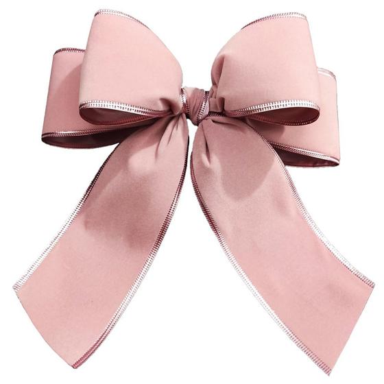 Laço grande duplo rosa veludo árvore natal enfeite decoração presente ...