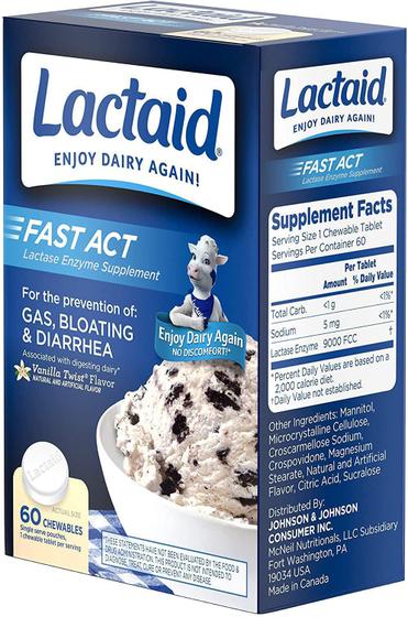 Lactaid Fast Chewable 60 Cáps - Mastigável - Lactaide - Lactase ...