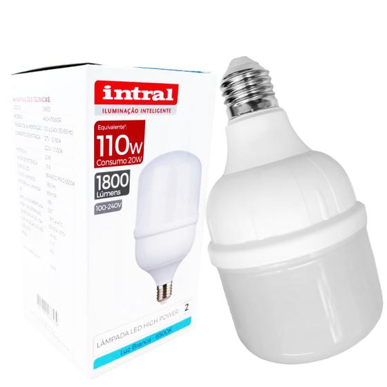 Lâmpada Bulbo Led Alta Potência 20W Bivolt Branco Frio E27 - INTRAL - Lâmpada de LED - Magazine ...