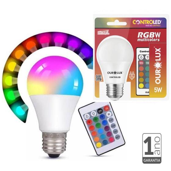 Lâmpada Bulbo Led Rgb 5w Luz Colorida 16 Cores Bivolt Ourolux - Ourolux ...