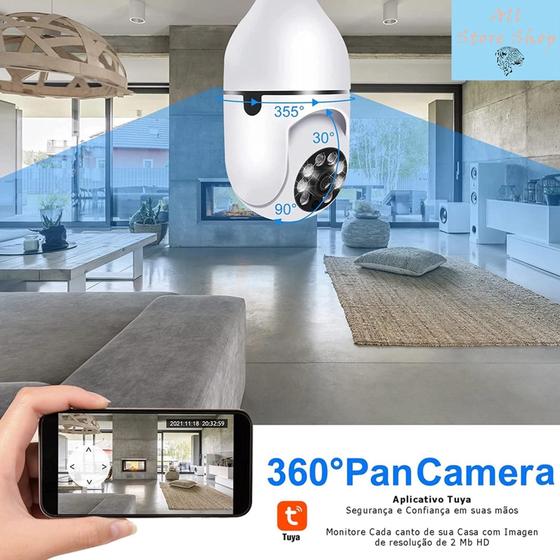 Lâmpada Câmera Ip Monitoramento wifi Panorâmica Infra Vermelho Sensor ...