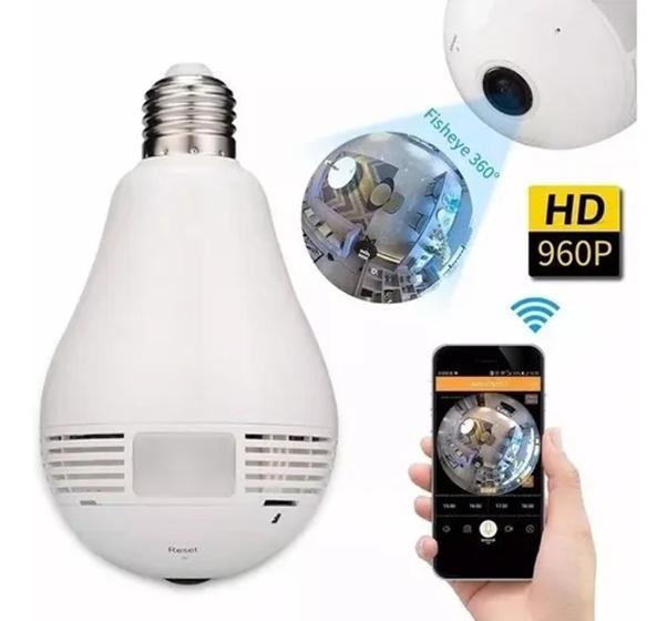 Lâmpada Câmera Led Wifi Ip Hd Panorâmica 360º Espiã - MIZU - Lâmpada ...