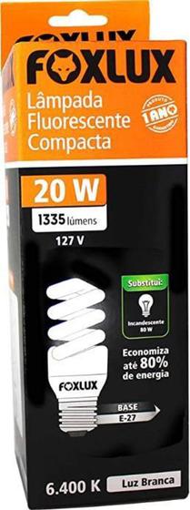 Lâmpada Compacta Espiral 20w 127v Foxlux - Lâmpada Fluorescente ...