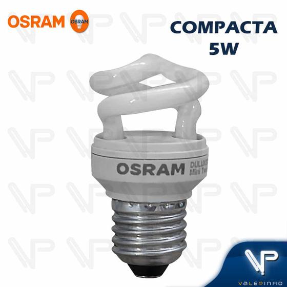 Lâmpada compacta espiral mini osram 5w 127v 2700k(branco quente)e27 ...