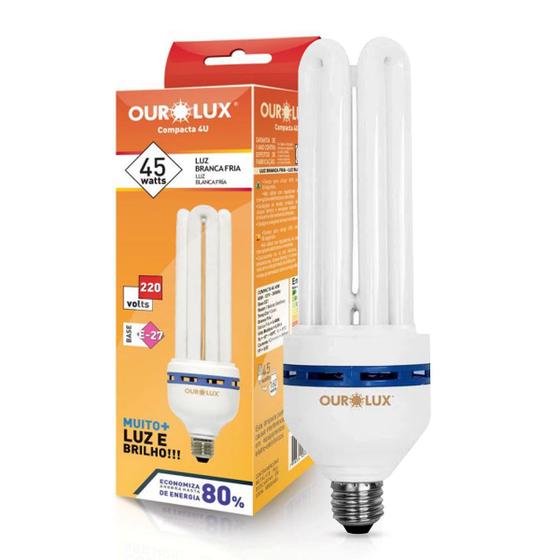 Lâmpada Fluorescente Compacta 4U 45w E27 6400K Luz Branca - OUROLUX ...
