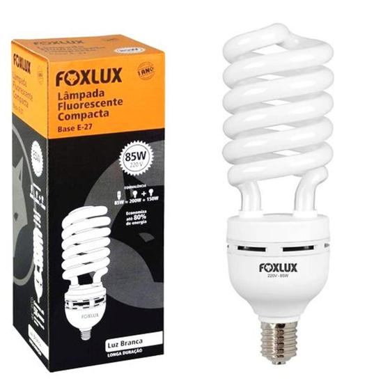 Lâmpada FOXLUX Espiral Fluorescente 85W 6400K 220V E-27 Luz Branca ...