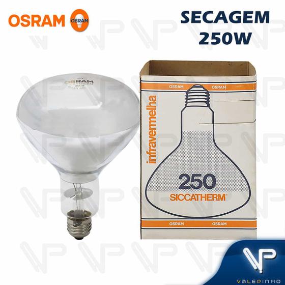 Lâmpada incandescente osram 250w 220v e27 secagem infravermelho ...
