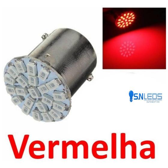 Lâmpada Led 1156 1 Polo VERMELHO Ba15s com 22 Leds Ré Placa Freio Break Light Seta Pisca 12v ...