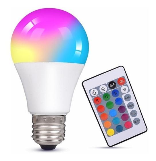Lâmpada Led 15w Colorido Rgb E27 Luz Led Com Controle Bulbo BiVolt LK ...
