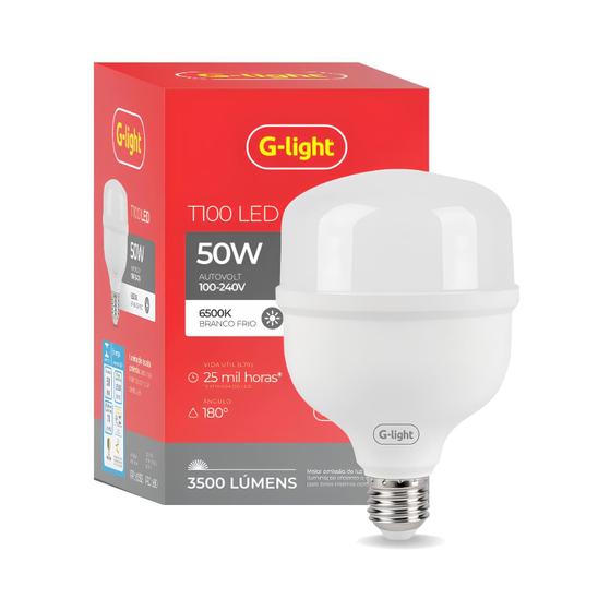 Lâmpada Led 50w Super Bulbo Alta Potência Bivolt Branco Frio- G-Light ...