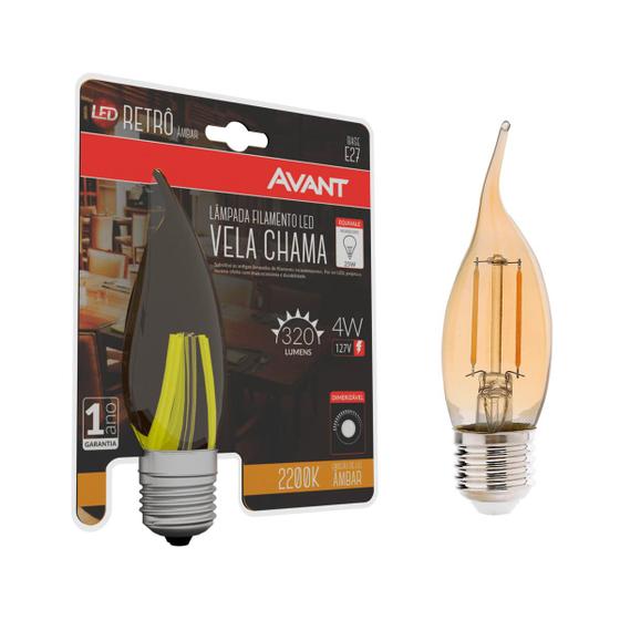 Lâmpada Led Avant Retrô - Vela 127v 4w Luz Âmbar 2200k E27 - Lâmpada de ...