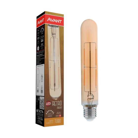 Lâmpada Led Avant Tubo T32 Retrô 4w E27 Luz Âmbar 2200k Biv - Lâmpada ...