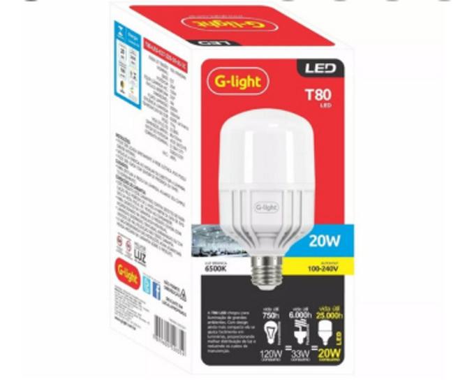Lâmpada Led Branca Fria Bulbo 20w G-Liht - G-Light - Lâmpada de LED ...