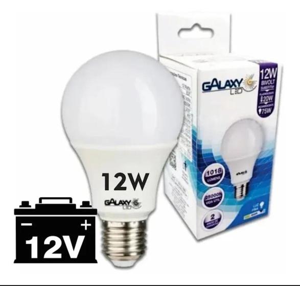 Lâmpada Led Bulbo 12w E27 12v Branco Frio 6500k Galaxy Led - Lâmpada de ...