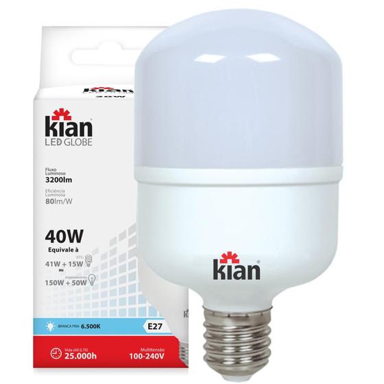 Lâmpada Led Bulbo 40W Forte Potente Branco Frio 6500k Bivolt Super ...