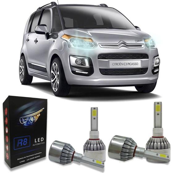 Lampada LED Citroen C3 Picasso 2009 a 2016 Farol Baixo H1 e Alto H7 ...