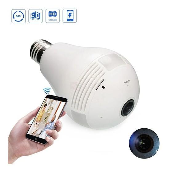 Lampada Led Com Camera Panoramica 360 Embutida WiFi HD IP Seguranca ...