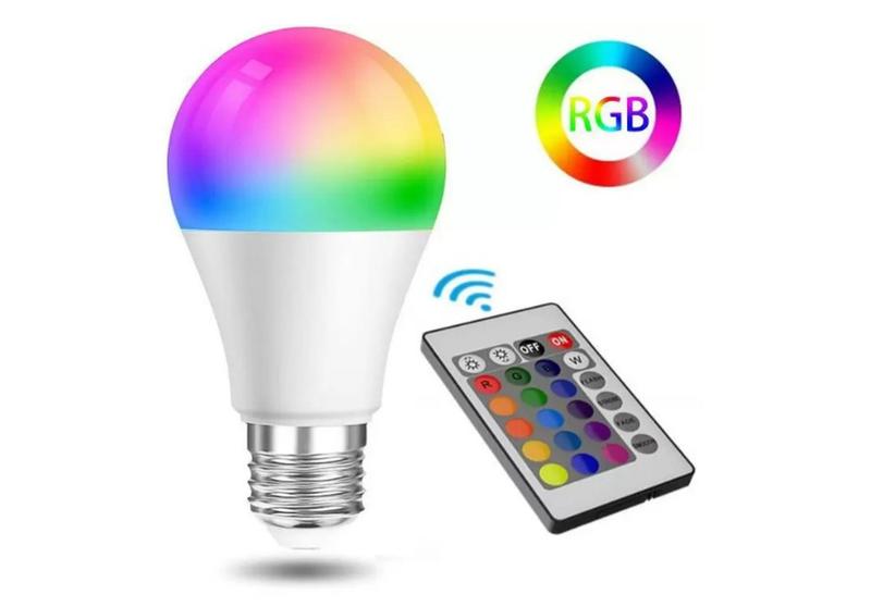 Lâmpada Led E27 Rgb Colorida 5w Bulbo Rgb + Controle Bivolt - Brisa ...