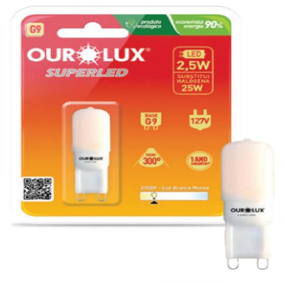 Lâmpada Led G-9 2.5W 2700K Fosca 127V - OUROLUX (20156) - Lâmpada de ...