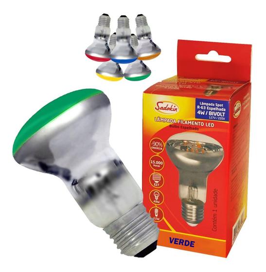 Lâmpada Led Spot R63 E27 Refletora Filamento Várias Cores - SADOKIN ...